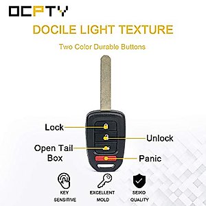 OCPTY 1 X Flip Key Entry Remote Control Key Fob Transmitter Replacement for Honda for Accord for Civic 1.8L 2.4L 2013-2015 4 Buttons