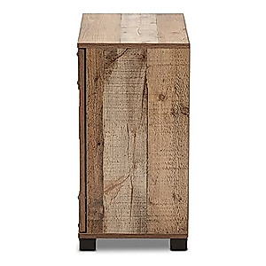 BOWERY HILL Finished Wood 2-Door Shoe Cabinet in Rustic Brown