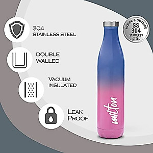 Milton Thermosteel Prudent 1100, Double Walled Vacuum Insulated Flask 1023 ml | 37 oz | 1 Ltr |24 Hours Hot and Cold Water Bottle, 304 Stainless Steel, BPA Free, Food Grade, Leak-Proof | Pink-Blue