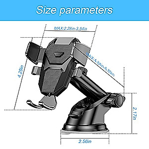 Phone Holder for Car, 360°Rotatable Car Phone Mount for Windshield Dashboard Air Vent, Universal for All Cell Phone and More Devices with Suction Cup and Clip