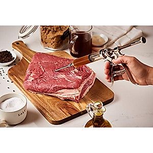 J&B Goods Professional Automatic BBQ Meat Marinade Injector Gun Kit with Case, 2 oz Large Capacity Barrel and 4 Commercial Grade Marinade Needles.