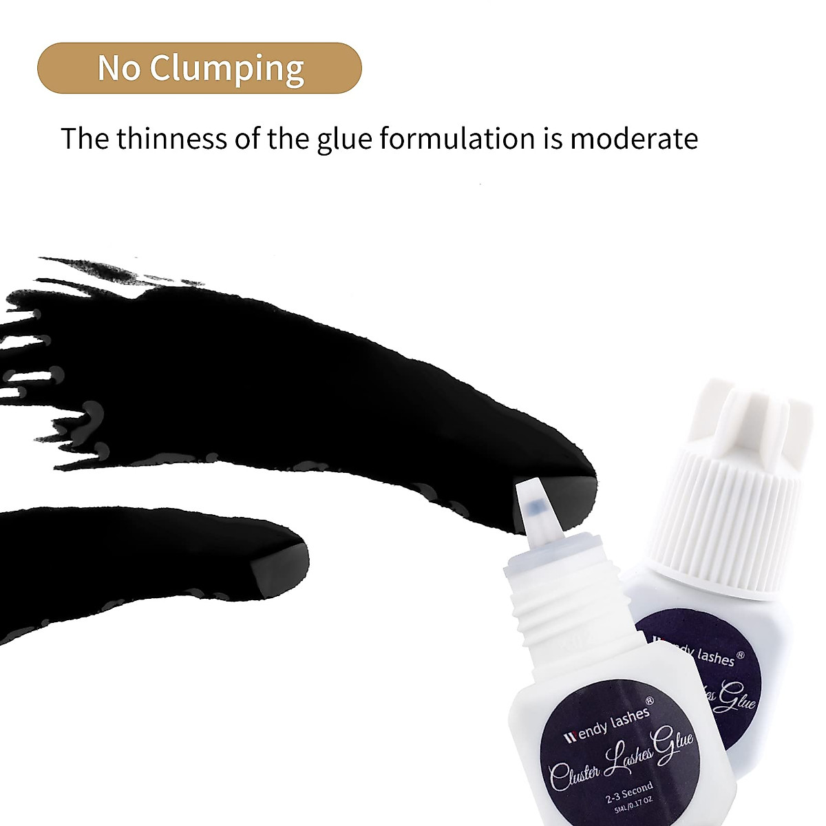 Individual Lash Glue Lash Cluster Glue DIY Eyelash Extension Adhesive Long Lasting Waterproof Low Irritation Eyelash Glue for Professional and Self Use Individual Cluster Lashes Black Glue (5ml)