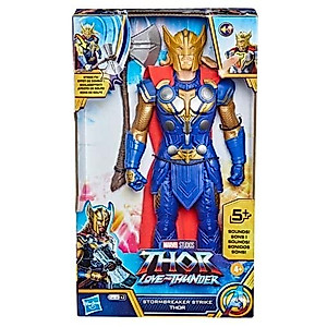 Marvel Studios’ Thor: Love and Thunder Stormbreaker Strike Thor Toy, 12-Inch-Scale Electronic Action Figure, Toys for Kids Ages 4 and Up