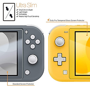 Orzly Screen Protector for Nintendo Switch Lite 2019 Model [4 Pack] Tempered Glass Screen Protectors. No Bubbles Easy Installation Anti Scratch Edition