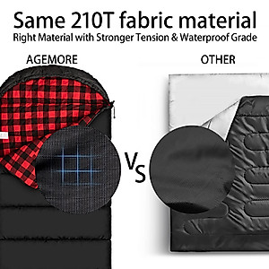AGEMORE Cotton Flannel Sleeping Bag for Adults, Lightweight XXL Cotton Sleeping Bag for Camping Backpacking or Hiking, Water Resistant 3-4 Season Sleeping Bag for Warm & Cool Weather