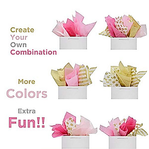 BllalaLab Tissue Gift Wrapping Paper 60 Sheets Metallic Gold Set Premium Quality Recyclable Bulk, 26” x 20”, Perfect for Art Craft Decoration, Birthday, Wedding, Baby Shower (Pink & Gold)