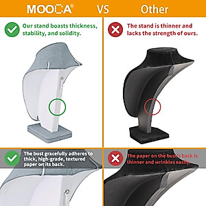 MOOCA 2 Pcs Linen Covered Wood Necklace Display Busts - Elegant Jewelry Chain Mannequins for Necklaces - 6 3/8 W x 4 1/4 D x 10 H in, Dim Grey