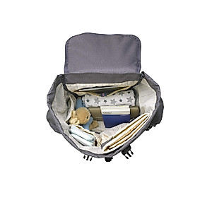 Storksak - Large, Multi-Functional, Waterproof, Travel Backpack Baby Diaper Changing Bag with Napkin Pad Holder, Fold-Out Changing Mat and Shoulder Straps, Grey