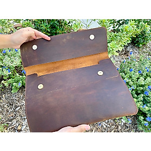 LUCASGIFT Compatible with MacBook Pro/Air 13" 15" 16" LEATHER LAPTOP SLEEVE, Leather Laptop Case, Personalized Laptop Sleeve, Leather Computer Case, Envelope Sleeve, Monogrammed gifts her him