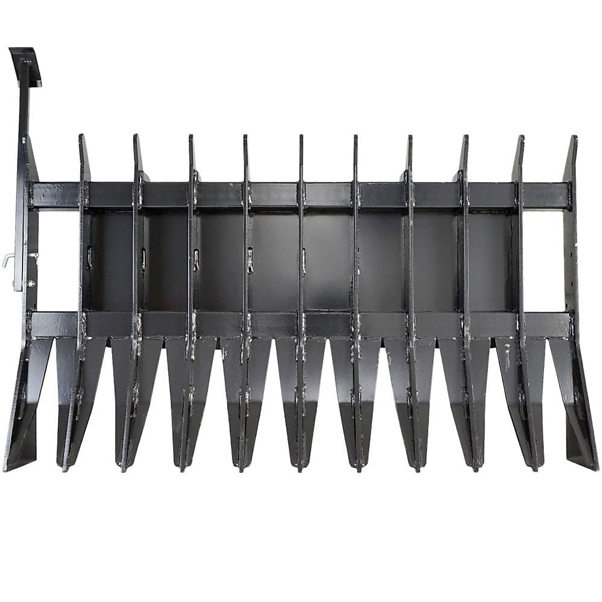 Titan Attachments Skid Steer Root Rake Attachment 60in Wide, Universal Quick Tach Hookup, Root Clearing Brush Rake, Land Clearing Site Prep Implement, Roll Debris, Silage, Brush to Burn Pile