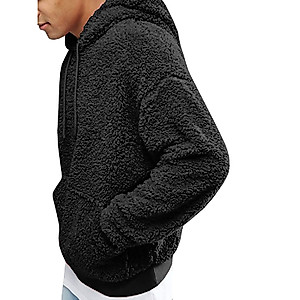 Muscularfit fall sweatshirt Men's Hoodies & Sweatshirts Casual Long Sleeve Plush and Fleece Hooded Sweater Fashion Fall Winter Pullover Coat mens sweatshirts hoodies Black M