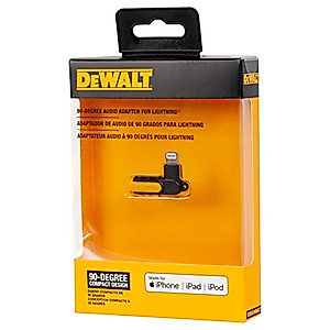 DEWALT 3.5mm to Lightning Adapter — 90-Degree Lightning Female to 3.5mm Male Headphone Jack Adapter for iPhone — Compatible Apple Lightning to 3.5mm Headphone Jack Adapter