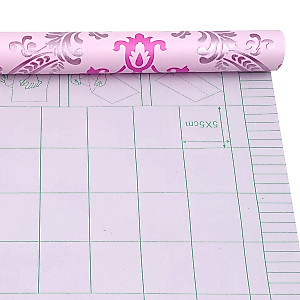 Yifasy Damask Wallpaper 19.7 ft Roll Revamp Dining Table Storage Bins Wall Furniture Decor Paper Pink Shelf Dresser Liner (M-236x17.7 Inch)