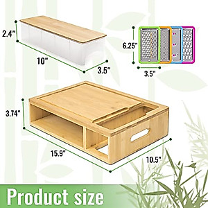 SHINESTAR Bamboo Cutting Board with Containers, Sturdy Meal Prep Station for Kitchen, Includes 4 Graters, 4 Trays with Lids - Easy Food Storage