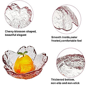 SZHTSWU Pink Cherry Blossom Glass Soy Sauce Dish Petals Shape Mini Cute Crystal Dessert Bowl, Appetizer Plates, Tea Bag Holder, Small Dip Bowls for Snack Sauce, Jam, Sushi, Side Dish (Gold Side)