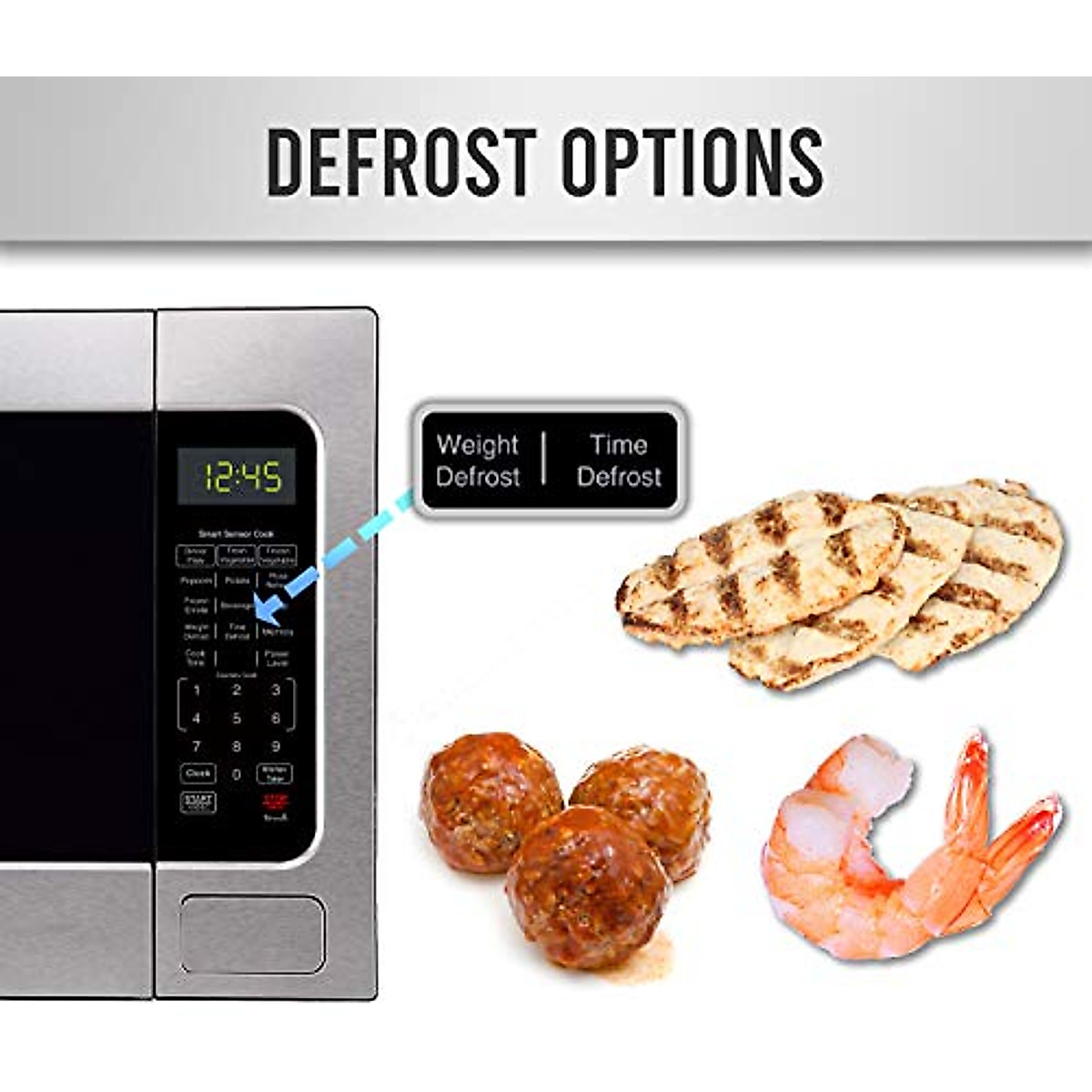 Farberware Countertop Microwave Oven 2.2 Cu. Ft. 1100 Watt, with Smart Sensor Cooking, ECO Mode and LED Lighting, Child Lock, Easy Clean Black Interior, Stainless Steel