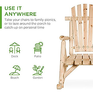 Best Choice Products Wooden Rocking Chair Outdoor Wood Rocker Adirondack Lounger Accent Furniture for Yard, Patio, Garden w/Natural Finish