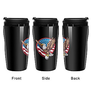 Usa Flag Ea-gle Golf Travel Coffee Mug Reusable Coffee Cup Tumbler with Lid for Outdoor 250ml