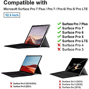 Microsoft Surface Pro 7 Case with Keyboard，Keyboard Case for Microsoft Surface Pro 7 (2019/Surface Pro 6 (2018) / Surface Pro 5(2017)/ Surface Pro 4 (2015) 12.3 inch Tablet