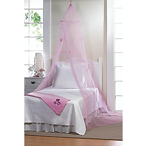 Accent Plus Pink Mosquito, Tulle Girls Room, Princess Butterfly Bed Canopy