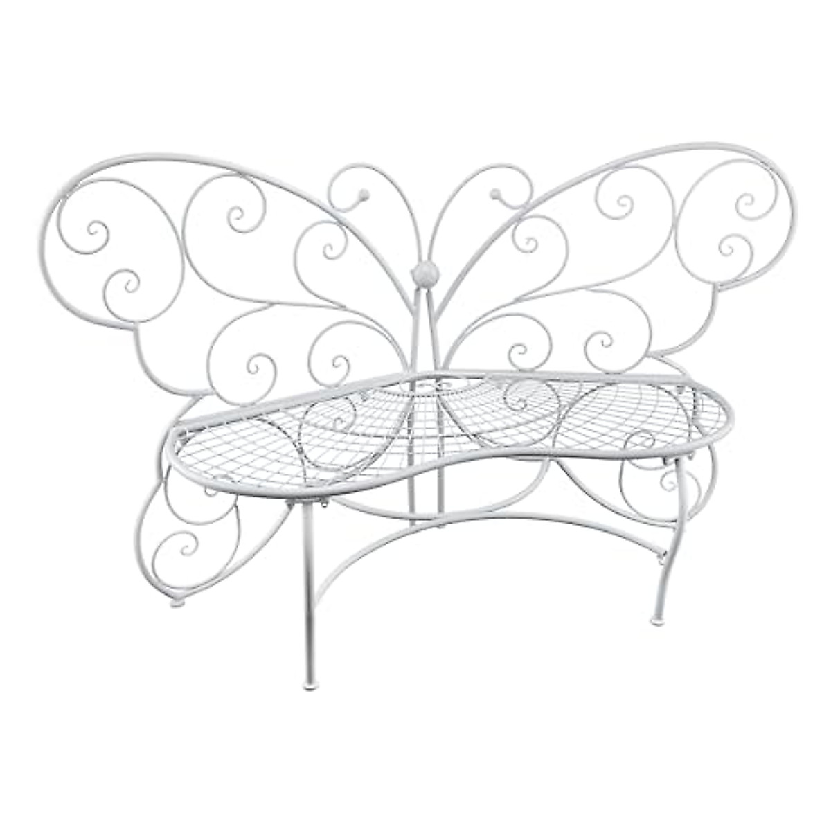 Alpine Corporation 62"L Indoor/Outdoor 2 Person Metal Butterfly Shaped Garden Bench, White