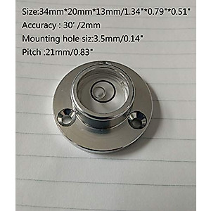 Driak 34mm/1.34" Round Bubble Level Aluminum Case bullseye level Glass Mirror Bubble Level Circular Spirit Level Bubble Small Precision Level with Mounting Holes