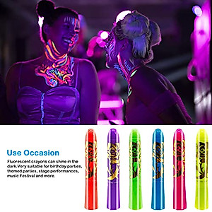 Face Paint Crayons Glow in The Dark Body Painting Kit Under UV and Black Light Makeup Non-Toxic for Halloween Masquerades Easter Festivals Party Supplies (6 Colors)
