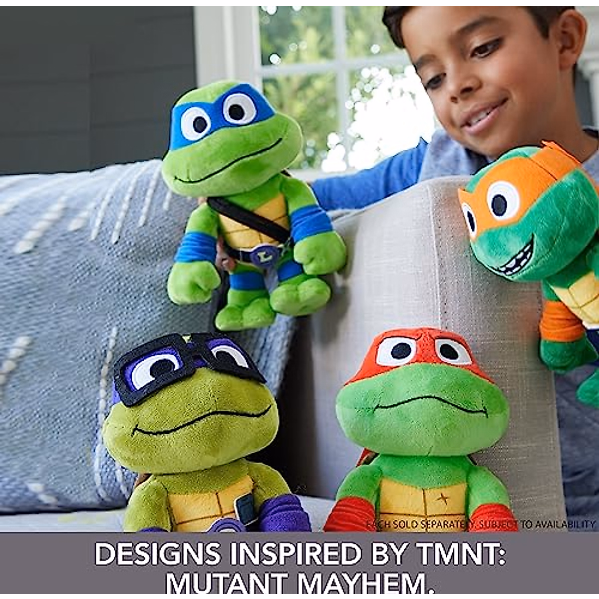 Teenage Mutant Ninja Turtles: Mutant Mayhem Plush Toys 4 Pack of 8 Inch Leonardo, Michelangelo, Raphael and Donatello, TMNT Movie