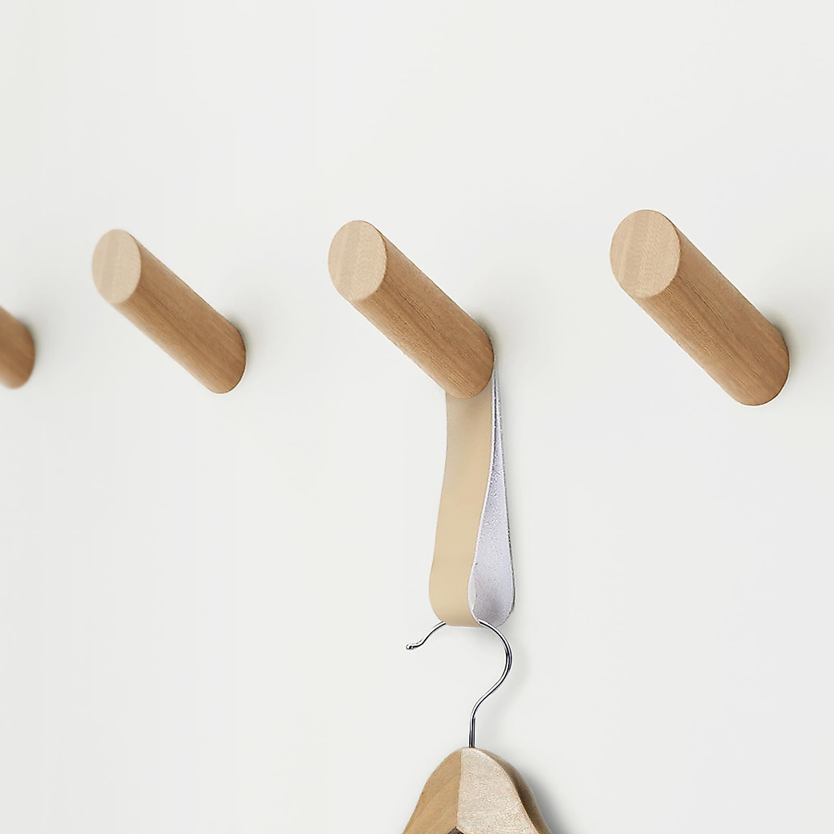 evory 5 Pack Wood Wall Hooks, Rustic Wooden Coat Hooks Wall Mount, No Damage Adhesive Hat Hooks for Wall, Decorative Coat Rack Hangers for Hanging Clothes Towels Guitar Backpacks Purses