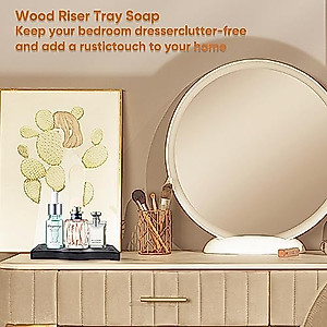 Wood Pedestal Soap Stand,Wood Riser Tray Soap,Decorative Rustic Soap Dish Holder,Wood Pedestal for Bathroom Kitchen Counter Sink Plant Bottles Candles Display-Black