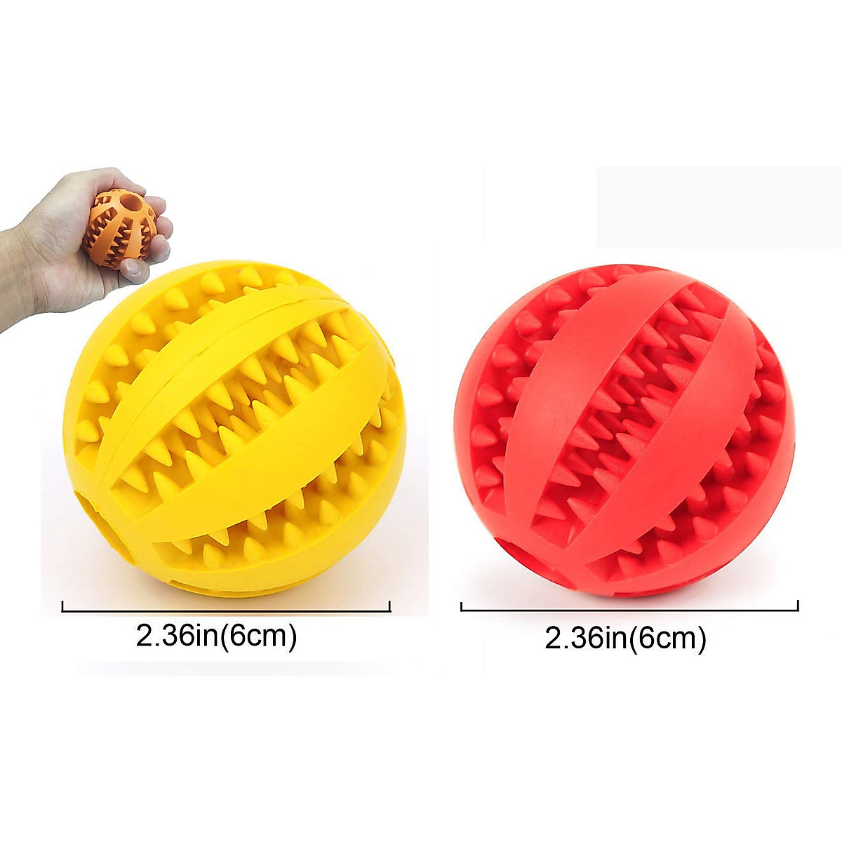 Sunglow 2 Pack Dog Toy Ball，Nontoxic Bite Resistant Teething Toys Balls for Small/Medium/Large Dog and Puppy Cat, Dog Pet Food Treat Feeder Chew Tooth Cleaning Ball Exercise Game IQ Training Ball