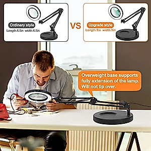 8X Magnifying Glass with Light and Stand, NAKOOS 2-in-1 Real Glass Magnifying Desk Lamp & Clamp, 1500 Lumens 3 Color Modes Stepless Dimmable Lighted Magnifier with Base for Ready Hobby DIY Close Work
