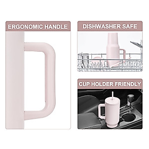 SUNWILL 40 oz Tumbler With Handle and Straw Lid, Coffee Tumbler Cups, Insulated Reusable Stainless Steel Travel Coffee Mug for Office & Outdoor, Cupholder Friendly, Rose Quartz