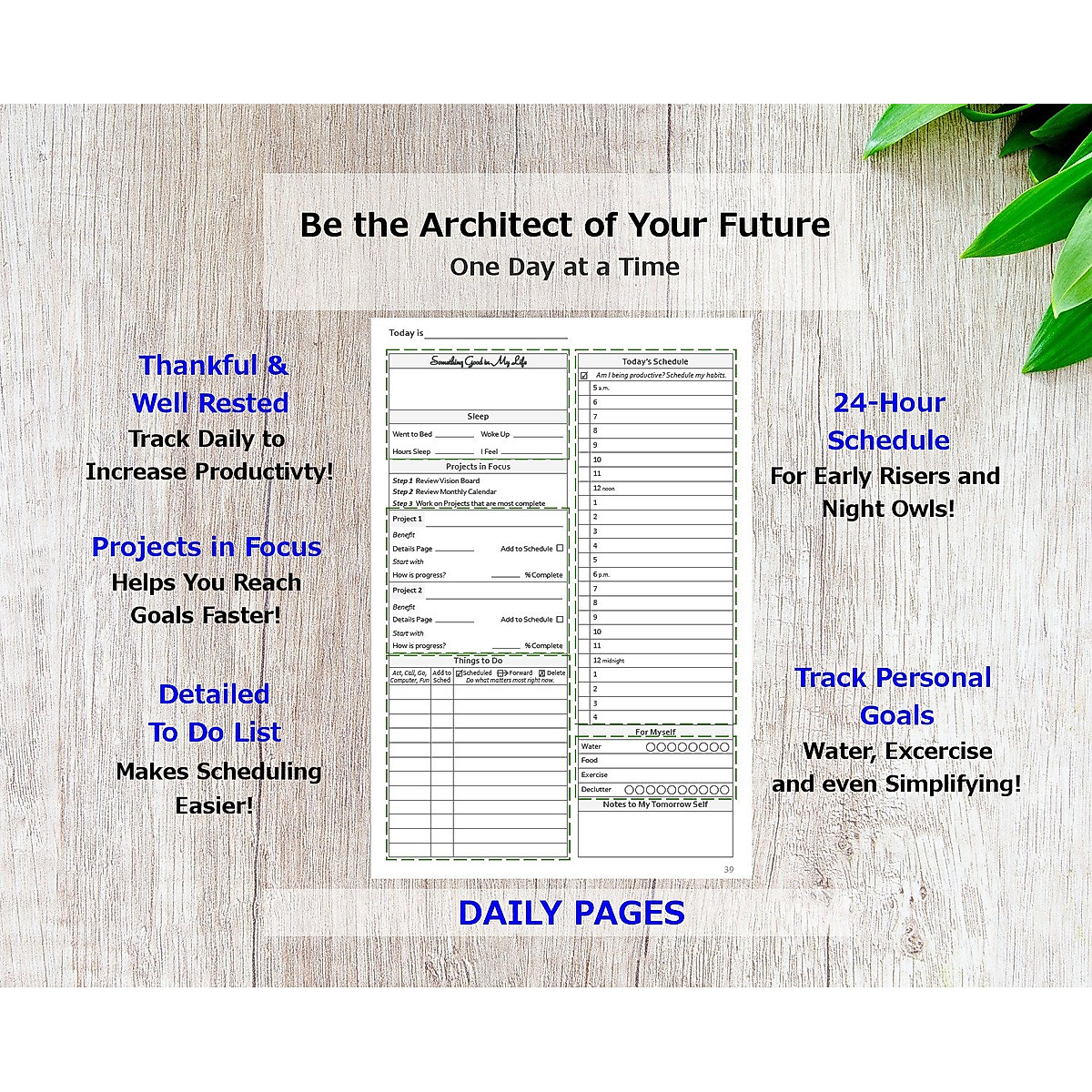 Gazelle Planner - Guided Daily Planning to Improve Organization, Time Management & Success. Daily, Monthly & Weekly Goals, 6 x 9 inches, 6 Month UNDATED Planner (Black)
