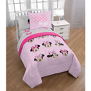 Jay Franco Minnie Mouse Faces 5 Piece Twin Bed Set (Offical Disney Product)