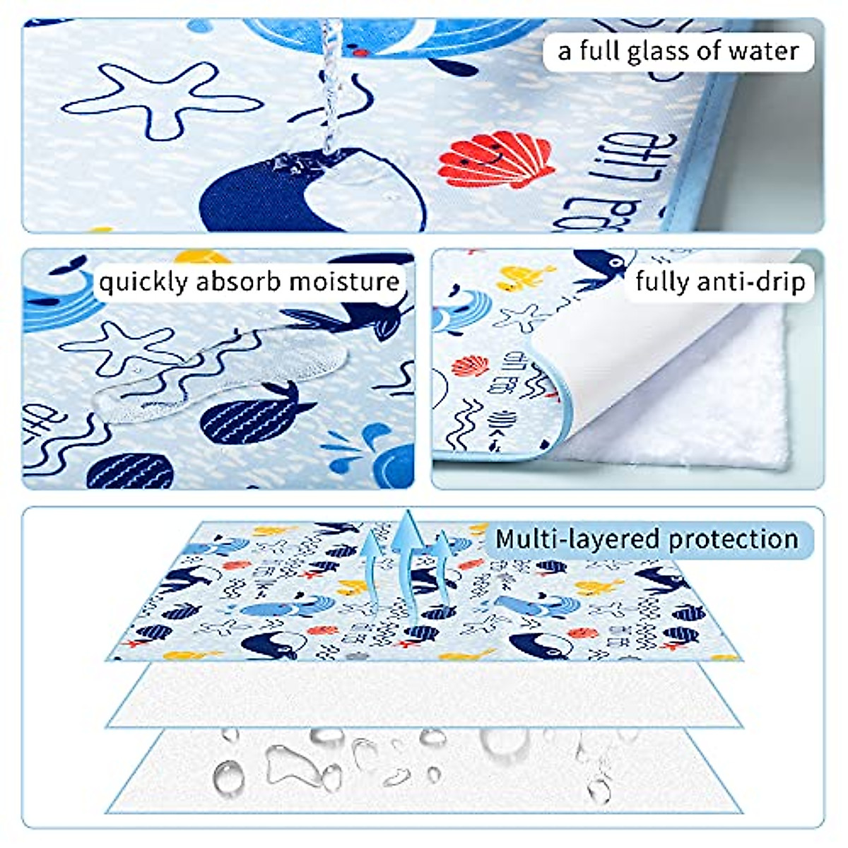 ODDA Baby Changing Mat, Portable Diaper Change Pad -19.7 X 27.6 inches Waterproof Foldable Diaper Mat, Reusable Diaper Changing Station for Travel, Home and Outdoor Extra Large Mat for Toddler(3PACK)