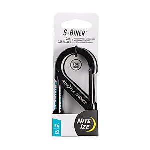 Nite Ize S-Biner Stainless Steel Dual Carabiner - Multi Purpose Dual Carabiner Clip - Great for Camping Supplies & Hiking Essentials - Secure Key Holder - Size 4, Black/Stainless Steel (3 Pack)