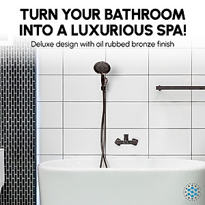 ShowerMaxx, Luxury Spa Series: Bronze Hand Held Shower Head, 5 inch 6 Spray Settings Handheld Showerhead with Extra-Long Stainless Steel Hose, Experience MAXX Comfort and Elegance (Oil Rubbed Bronze)
