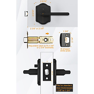 goldenwarm 16 Pack Black Interior Door Handles, Premium Zinc-Alloy Black Door Handle Interior, Contemporary Black Privacy Lever Door Handle for Bedroom, Bathroom