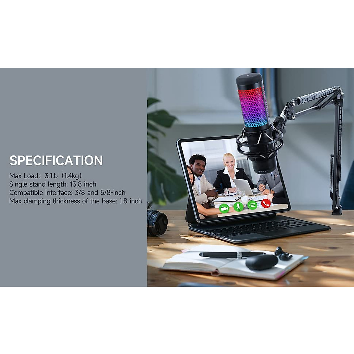 Mic Arm for HyperX QuadCast - Professional Boom Arm Compatible with HyperX QuadCast S and QuadCast Microphone, Adjustable Scissor Microphone QuadCast Boom Arm by YOUSHARES