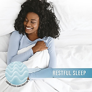 Bodipedic 2.5 Inch Memory Foam Mattress Topper, Convoluted Gel Infused Mattress Topper, Convoluted Design, CertiPUR-US Certified Foam, Blue