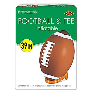 Beistle 3 FT 2 in Large Inflatable Football and Tee Set for Game Day Party Decorations, Sports Theme Photo Props