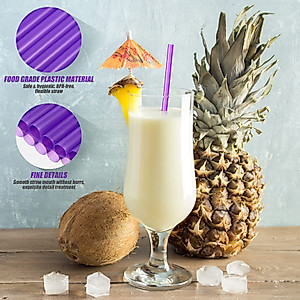 DOITOOL 200Pcs Plastic Straws Disposable Drinking Straw Friendly Straws Purple Straws for Party Wedding Events