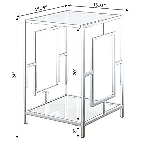 Town Square Chrome End Table with Shelf, Glass/Chrome