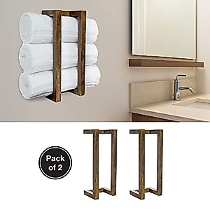 EXCELLO GLOBAL PRODUCTS Wooden Wall-Mounted-Towel Rack (Pack of 2)