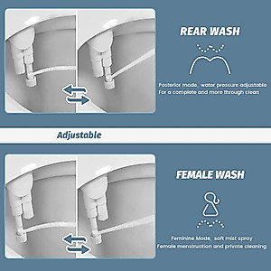 Generic Ultra-Thin 3-Function Bidet Toilet Seat Attachment Silver