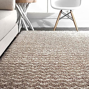 nuLOOM Cuellar Chevron Shag Area Rug, 9x12, Cream