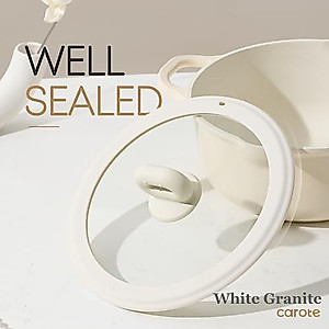 CAROTE Pots and Pans Set Nonstick Cookware Sets 10 Pcs Induction Cooking Set Dishwasher Safe Cookware w/Frying Pans & Saucepans PFOS PFOA Free(Cream Granite)