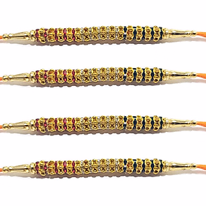 WhopperIndia Set 6 Rakhi for Brother Bhaiya Bhabhi Religious Rakhi Special Small Diamond in Multicolor Thread Raksha Bandhan RakshaBandhan Fancy Rakhi Bracelet Band