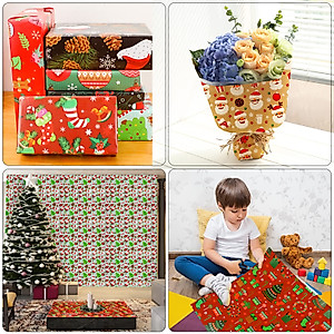 Konsait 12Pack Folded Large Sheets of Christmas Wrapping Paper Traditional Gift Wrap, Christmas Decoration,Xmas Festive Designs- Kids Snowman, Santa, Christmas Tree, Snowflake, Reindeer, 74 X 51cm